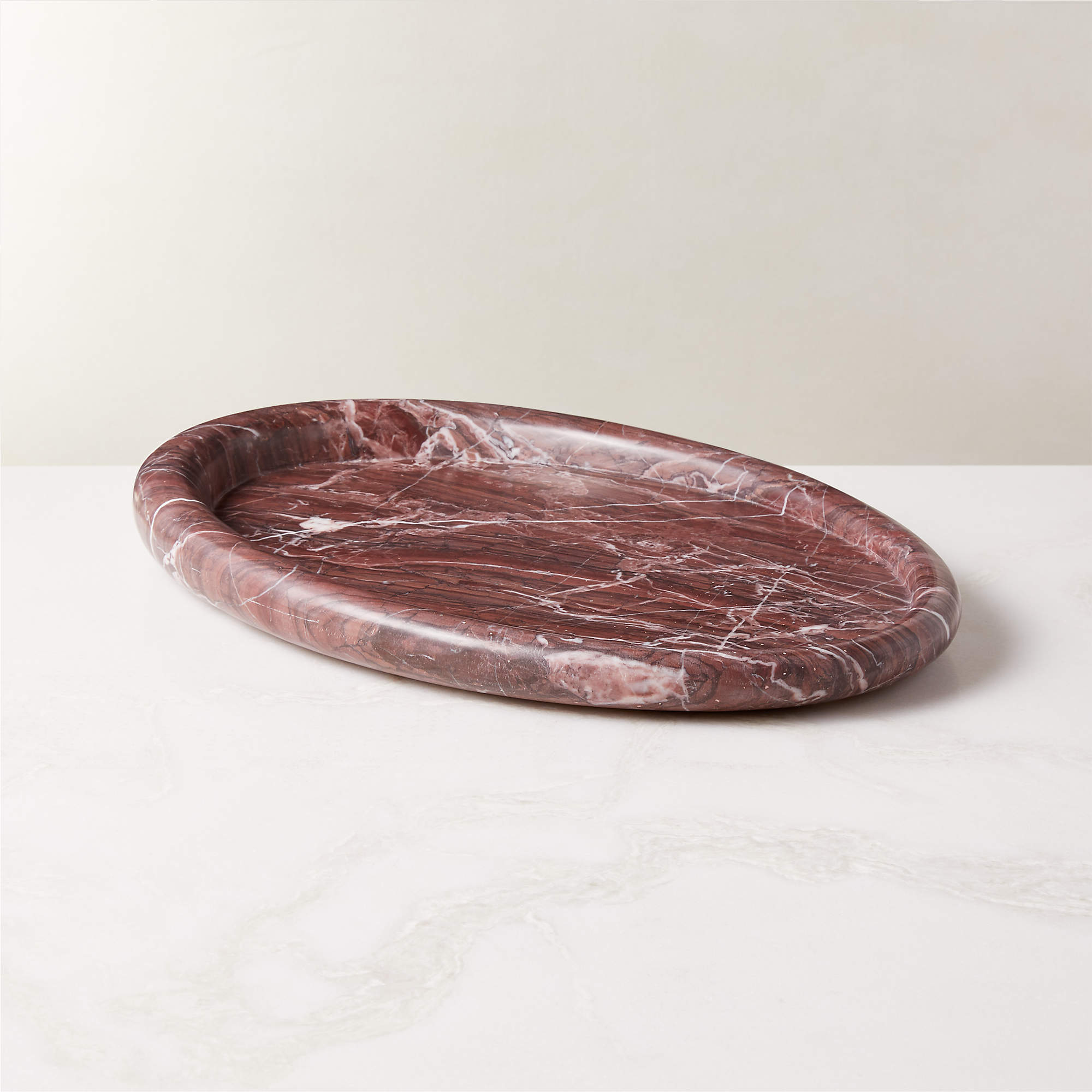 Pave Modern Red Marble Server + Reviews | CB2