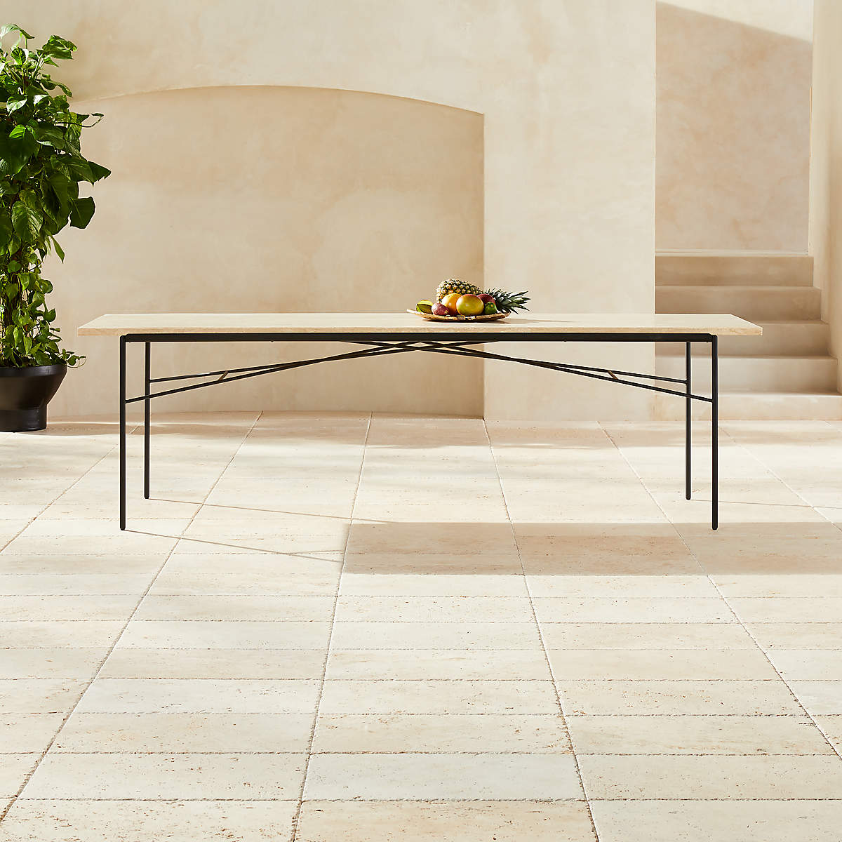 Large Pavilion Travertine Modern Outdoor Dining Table Model 6142 ...