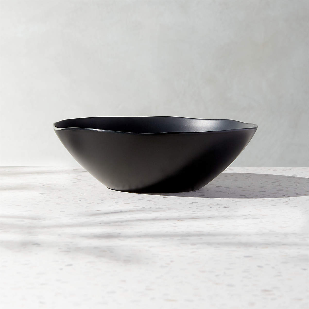 Pebble Modern Matte Black Melamine Salad Bowl + Reviews | CB2 Canada
