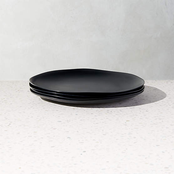 Pebble Modern Matte Black Melamine Dinner Plate Set of 4 + Reviews | CB2