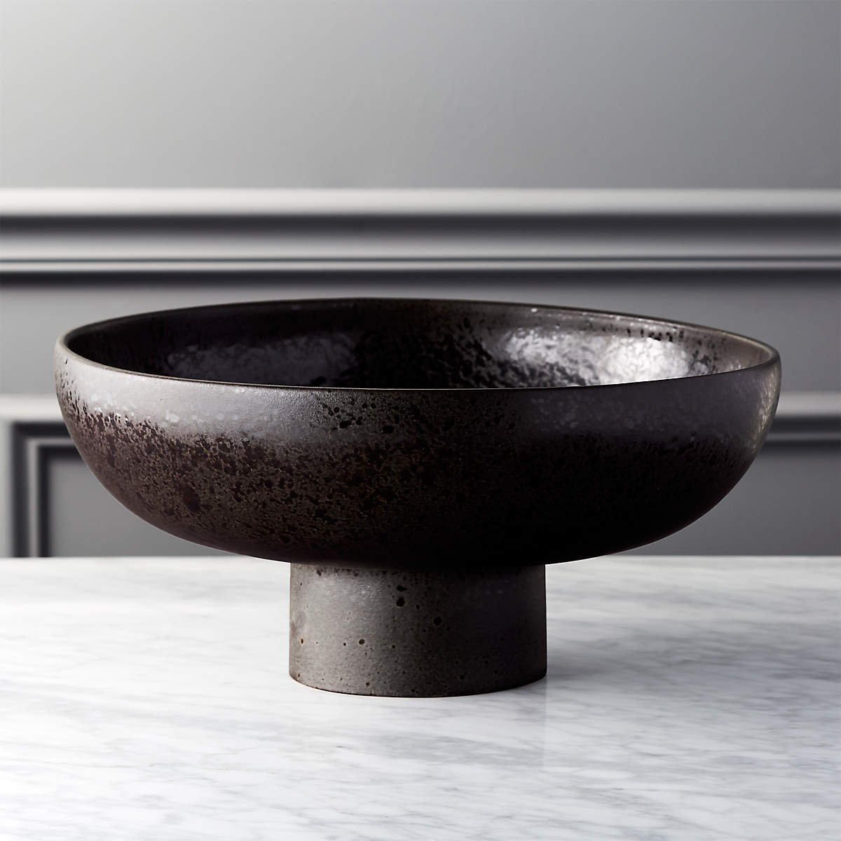 Black Ceramic Pedestal Bowl + Reviews | CB2 Canada