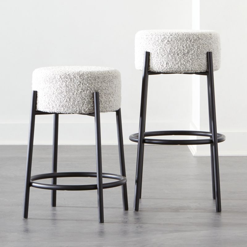 Peg Upholstered Counter Stool Set of 2 + Reviews | CB2