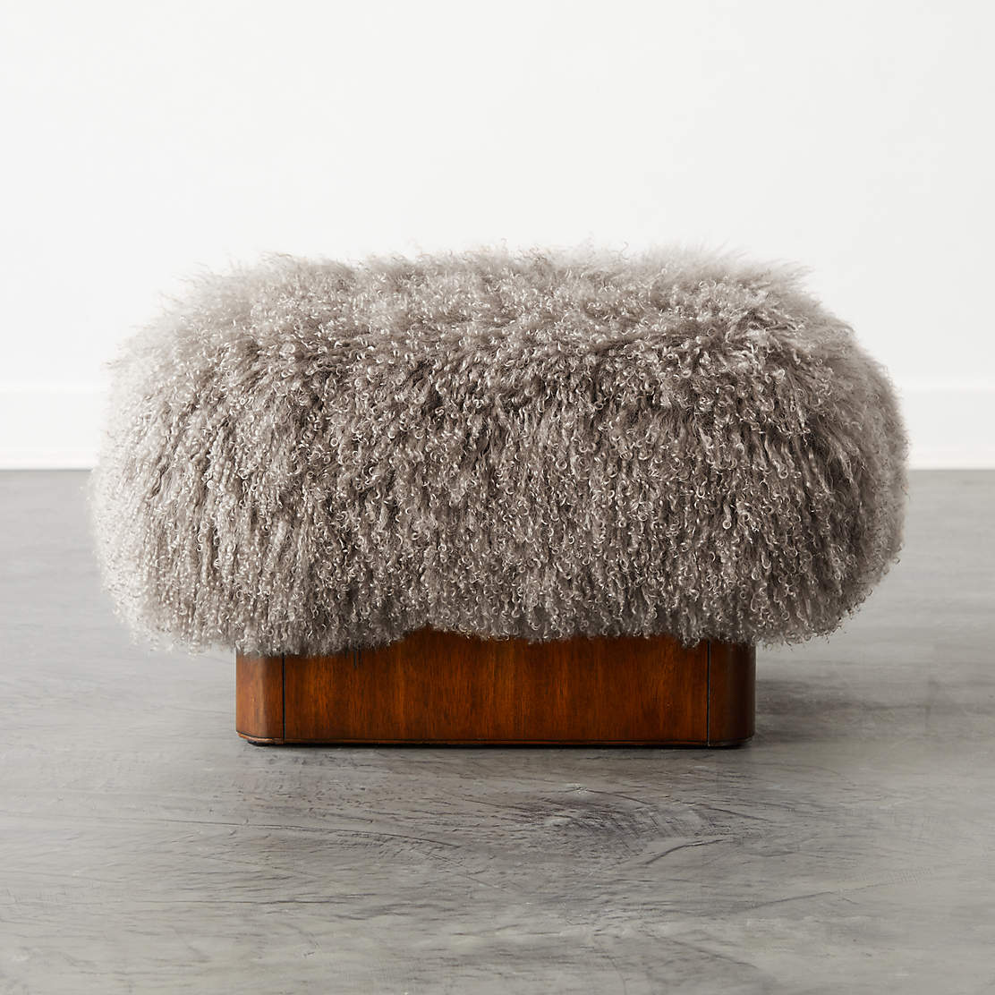 Bozzi Mongolian Sheepskin Ottoman + Reviews | CB2 Canada