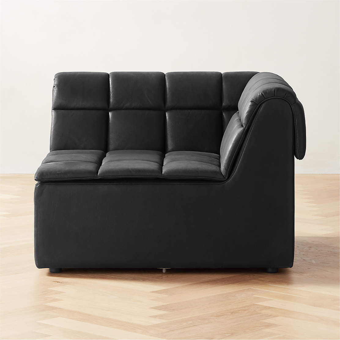 Strato Leather Corner Chair Bello Black | CB2
