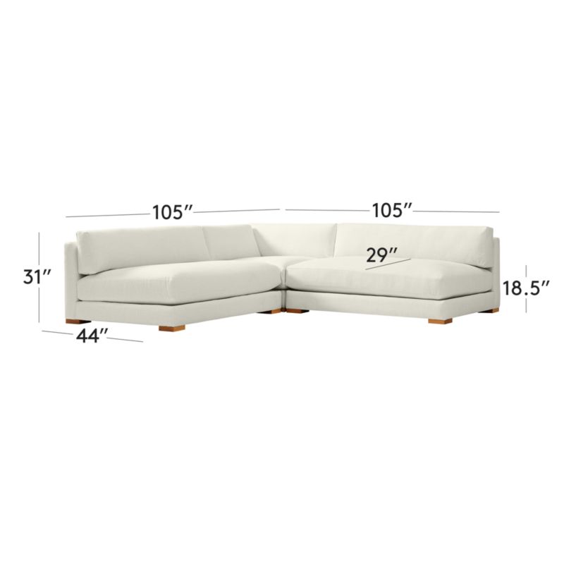 Piazza Modern 3-Piece Modular White Linen Sectional Sofa + Reviews | CB2