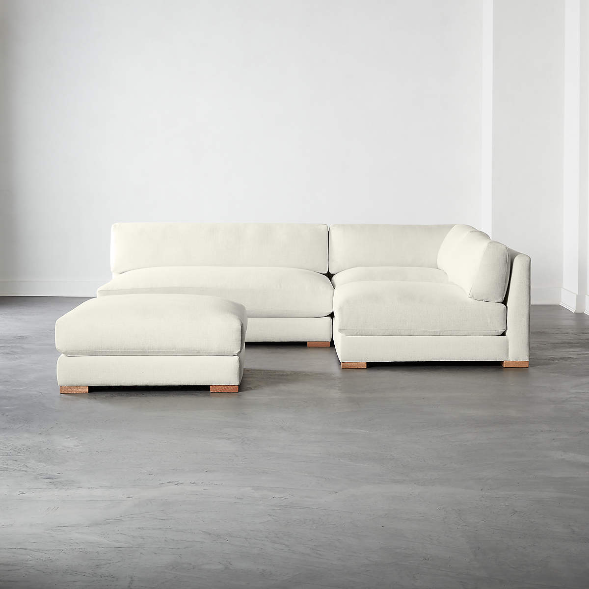 Piazza 4-Piece Modular Apartment Sectional Sofa with White Oak Legs | CB2
