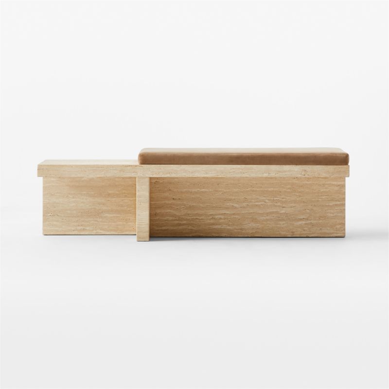 Pierre 60" Travertine Bench with Velvet Cushion | CB2