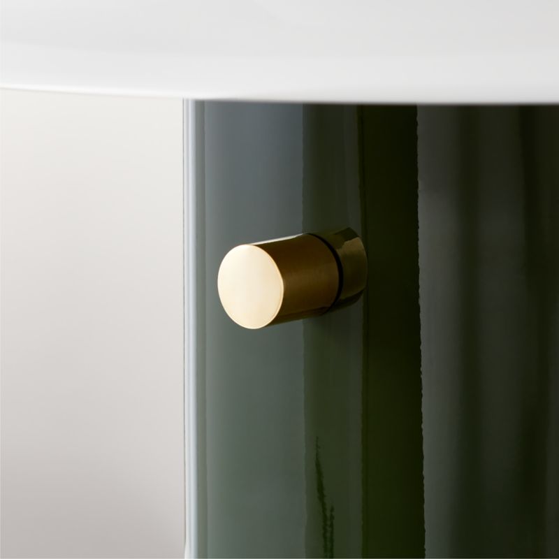 Pill High Gloss Olive Green Iron Table Lamp with Glass Shade by Bill ...