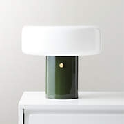 Pill High Gloss Olive Green Iron Table Lamp with Glass Shade by Bill ...