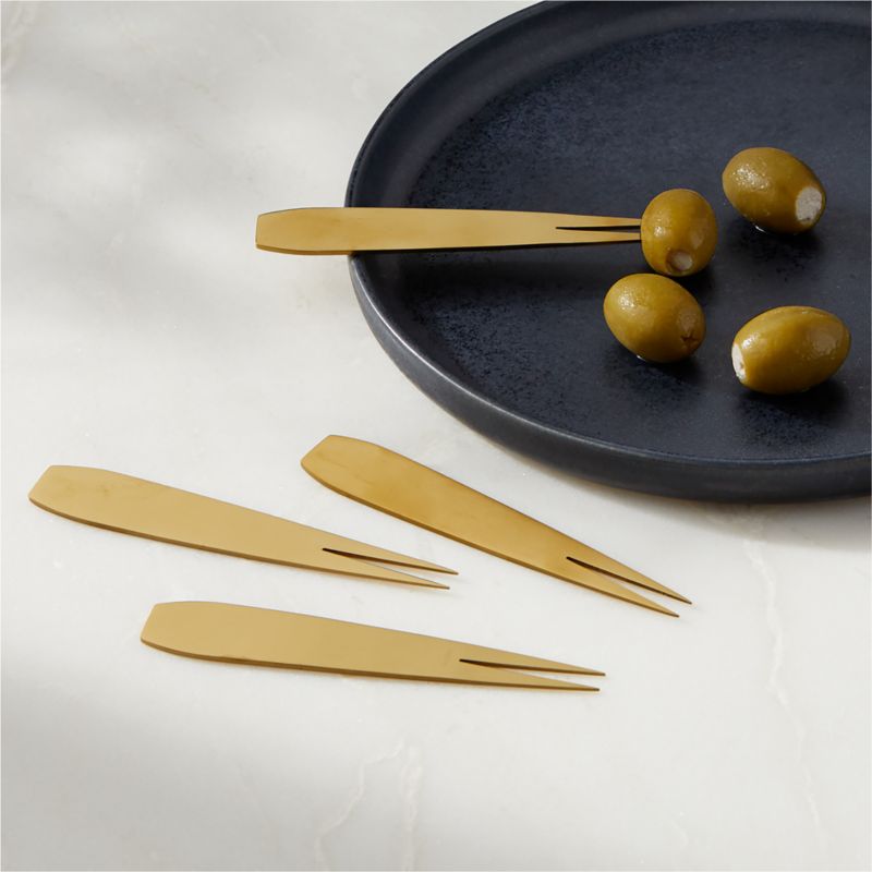 Piton Gold Cocktail Forks Set of 4 + Reviews | CB2