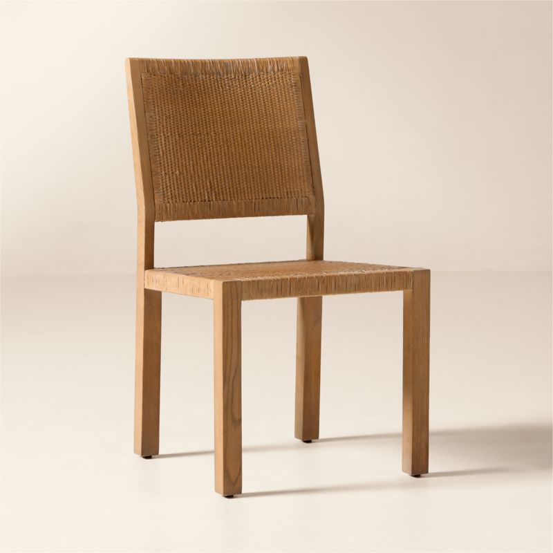 Plait Ash Wood and Woven Rattan Dining Chair | CB2