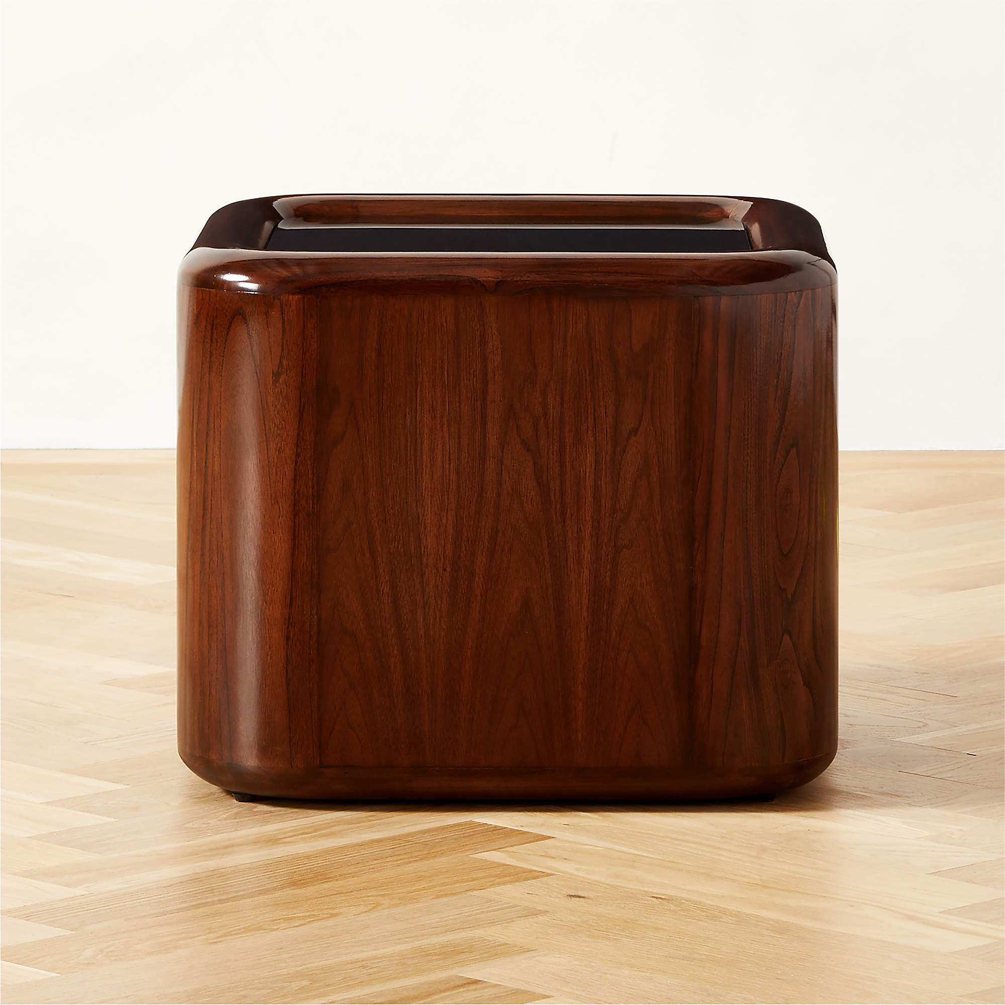 Plier Modern High-Gloss Square Walnut Side Table + Reviews | CB2 Plier Modern High-Gloss Square Walnut Side Table + Reviews | CB2
