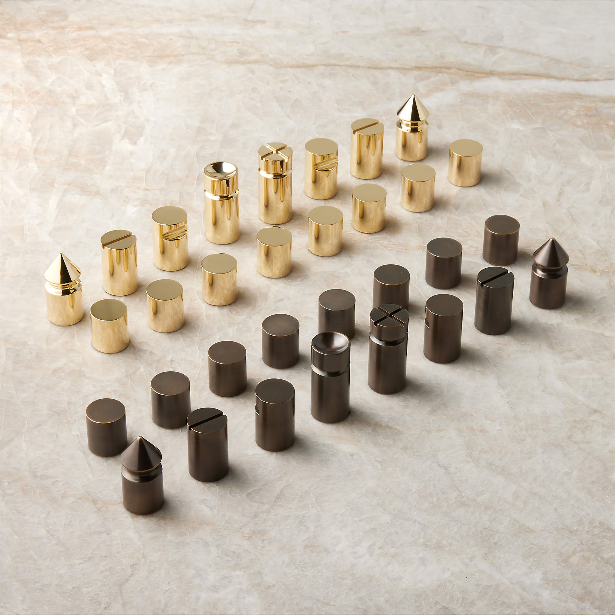 Blackened and Polished Brass Chess Set + Reviews | CB2