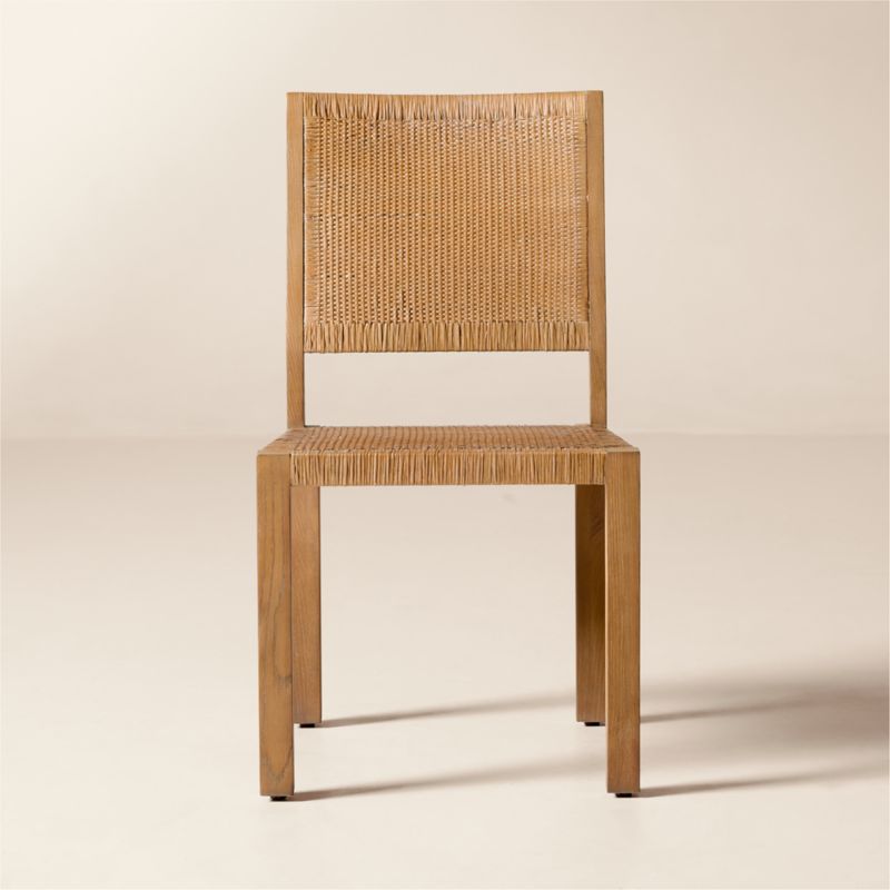 Plait Ash Wood and Woven Rattan Dining Chair | CB2