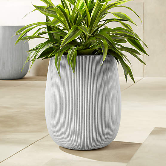 Komo Green Striped Ceramic Indoor/Outdoor Planter Large + Reviews | CB2