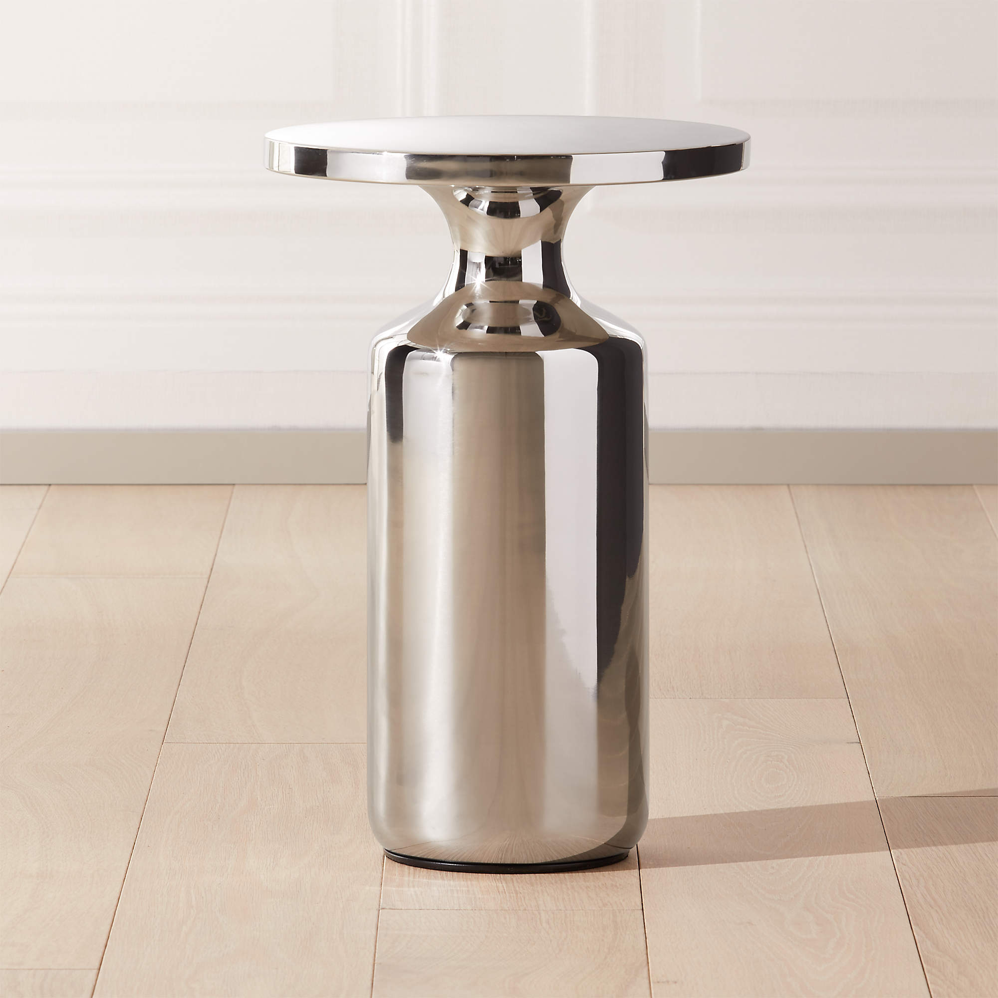 Cheval Polished Silver Modern Side Table + Reviews | CB2