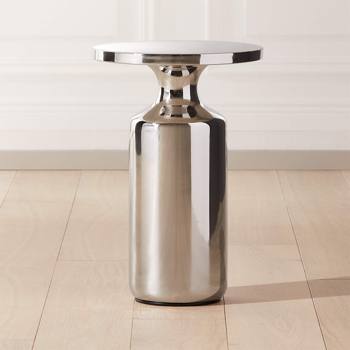 Cheval Polished Silver Modern Side Table + Reviews | CB2