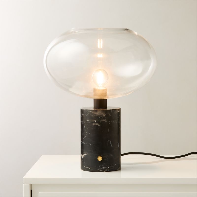 Polo Black Marble Table Lamp with Glass Shade | CB2