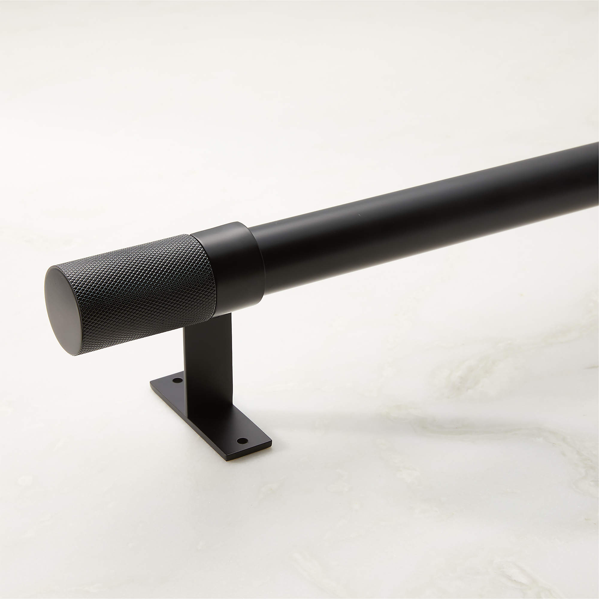 Porter Single Matte Black Curtain Rod with Knurled Finial 48''-88''x1 ...