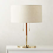 Prix Leather and Polished Brass Modern Table Lamp | CB2 Canada