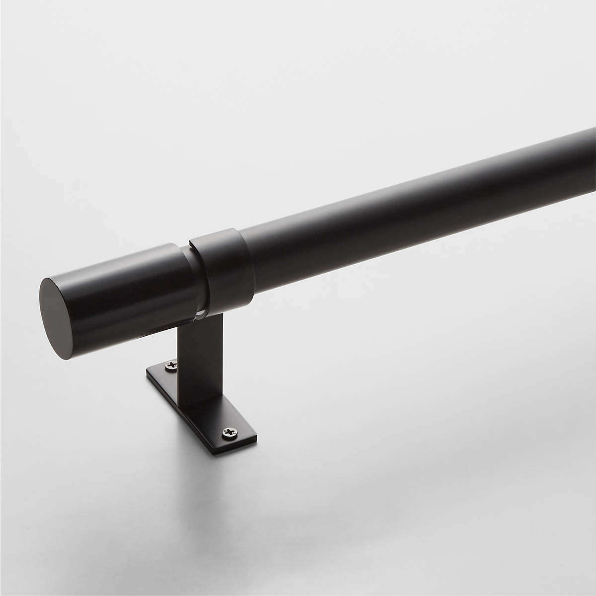 Porter Single Matte Black Curtain Rod 28"-48"x1.25" + Reviews | CB2