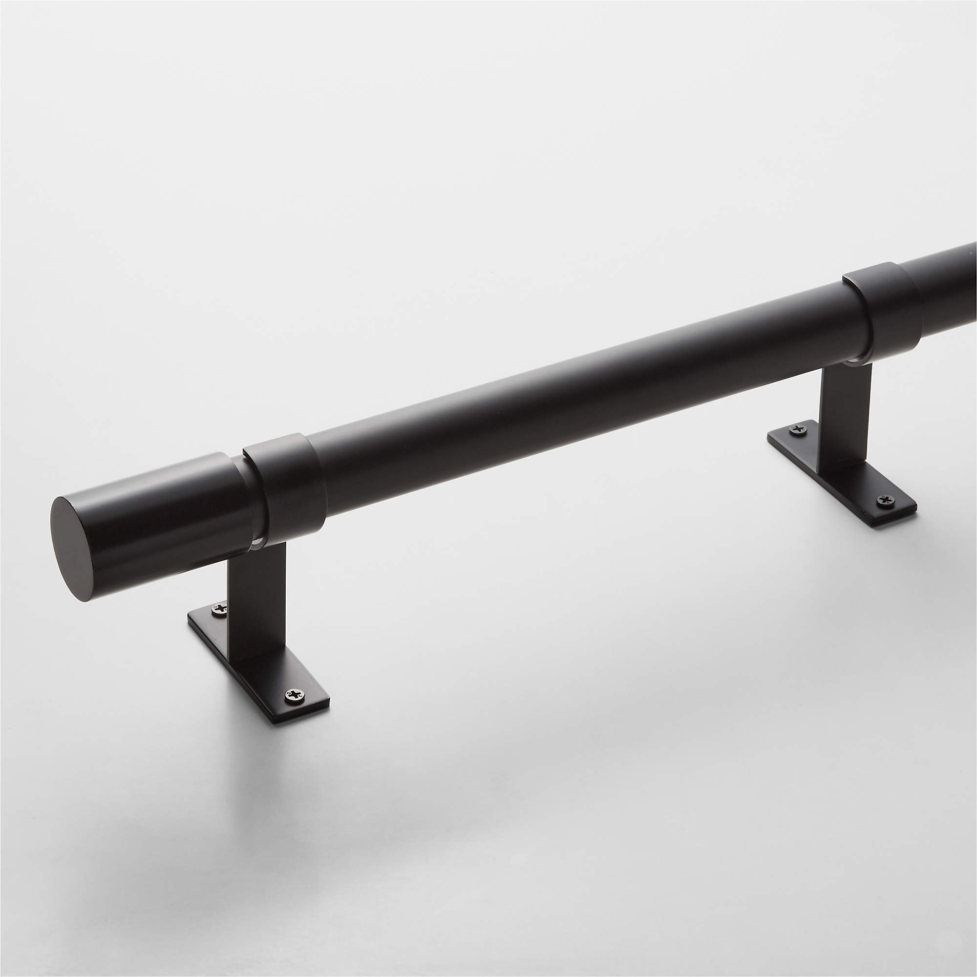 Porter Single Matte Black Curtain Rod 88"-120"x1.25" + Reviews | CB2