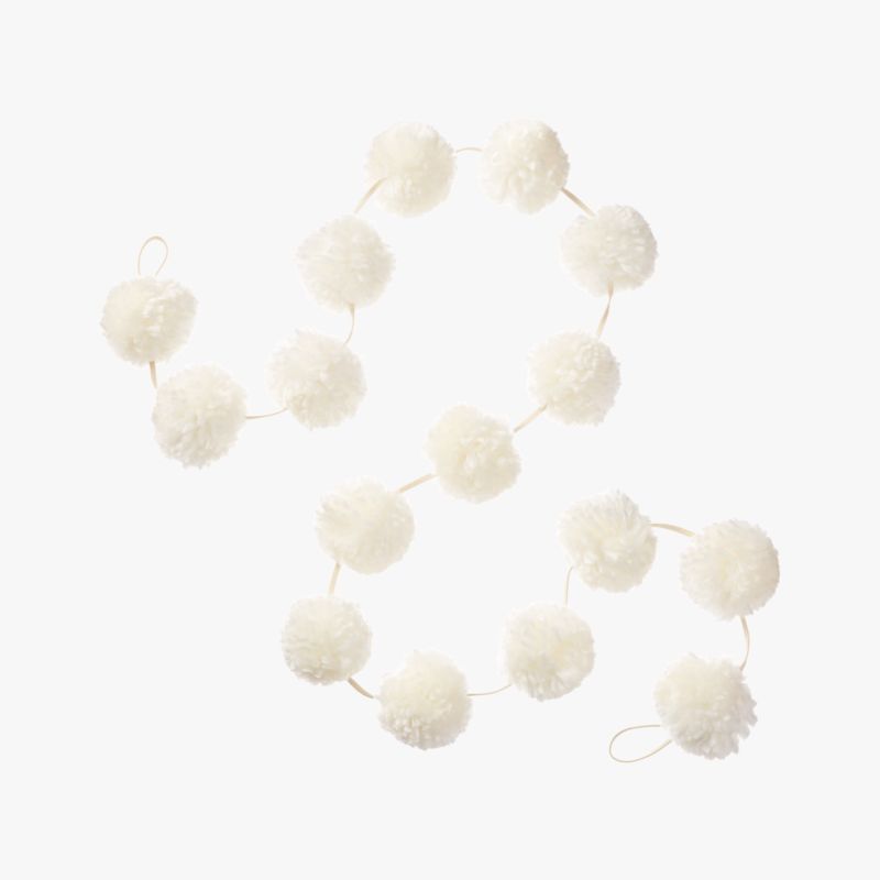 Puff Modern White Pom Pom Garland + Reviews | CB2