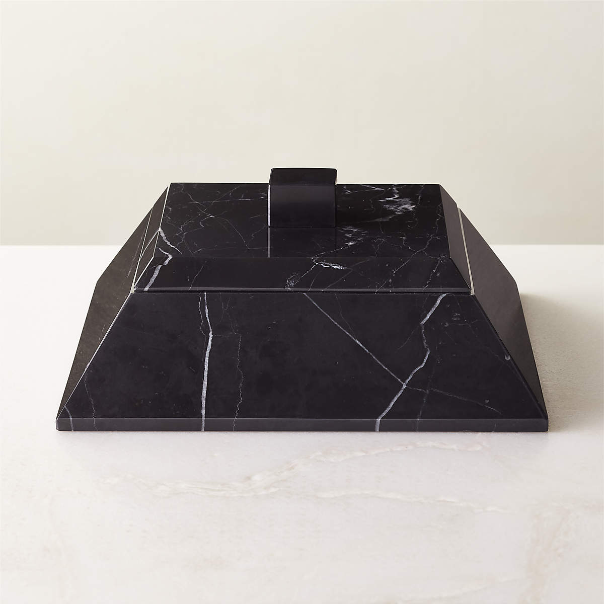 Pyramid Modern Black Marble Box + Reviews | CB2