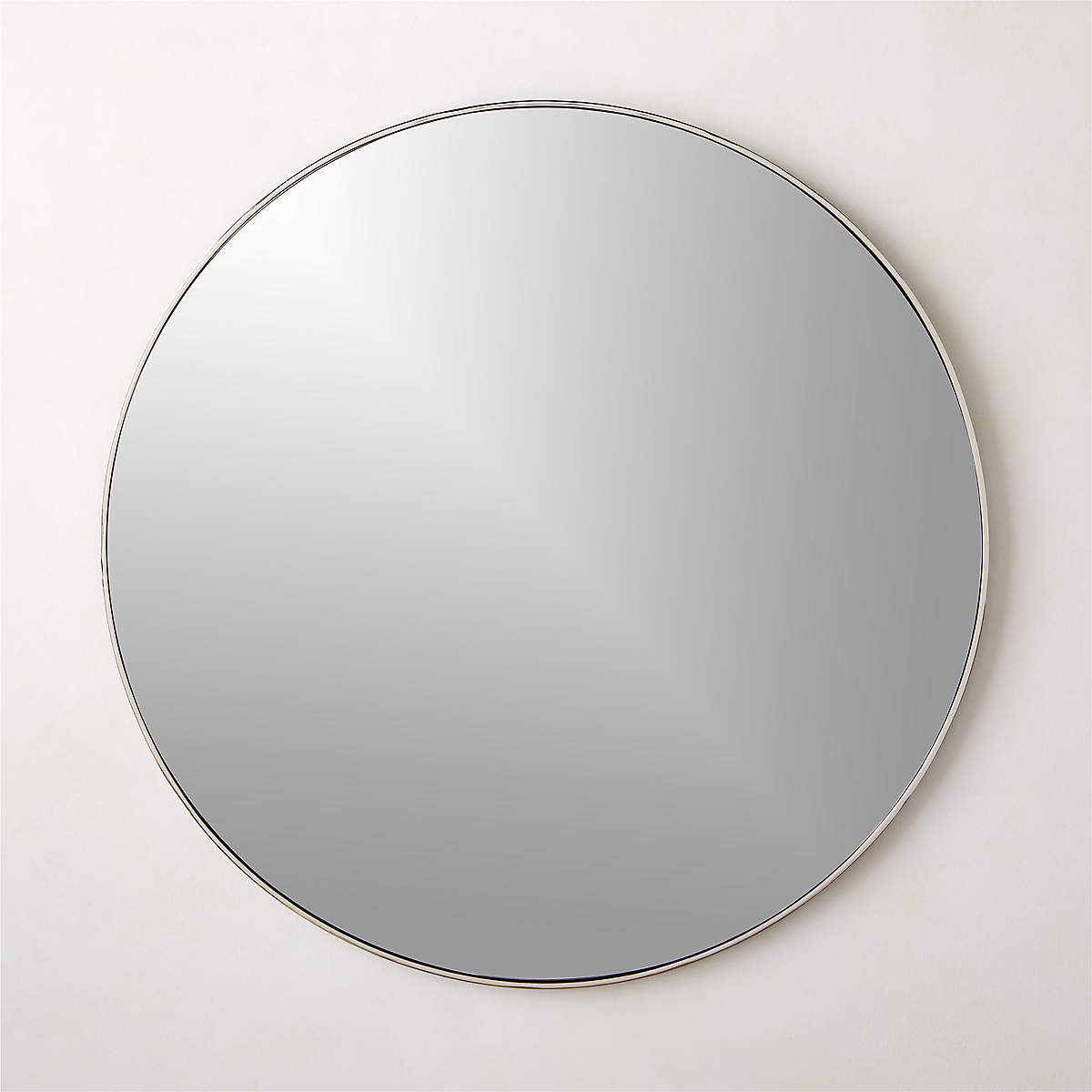 Rafe Round Polished Nickel Shagreen Wall Mirror 36" + Reviews | CB2