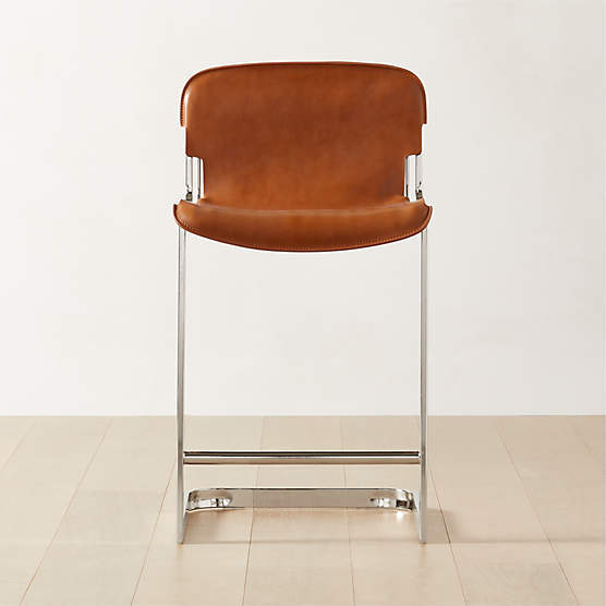 Roadhouse Modern Saddle Leather Counter Stool Reviews Cb2