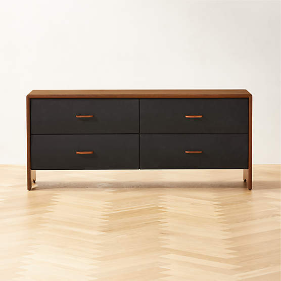 Logan Modern 4-Drawer Black Marble-Top Dresser + Reviews | CB2
