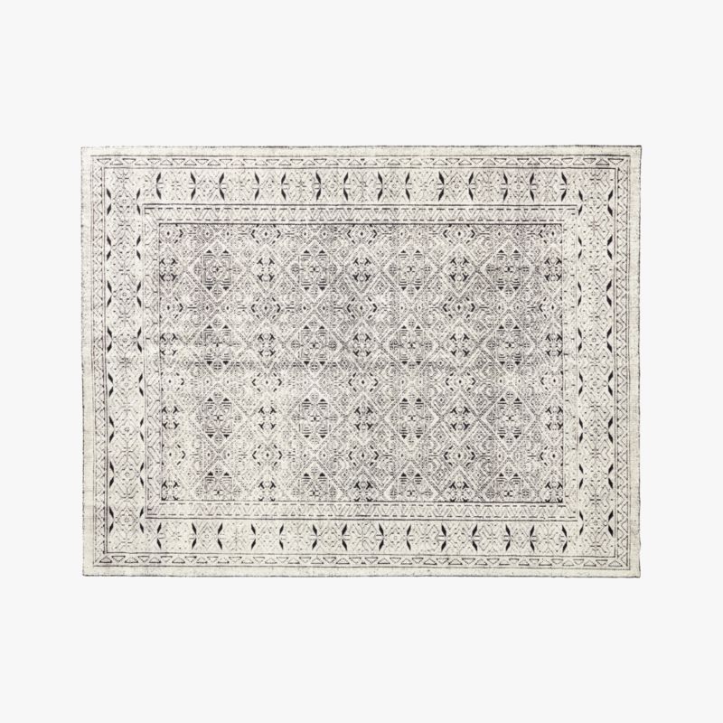 Raumont Hand-Knotted Black Detailed Modern Area Rug 9'x12' | CB2