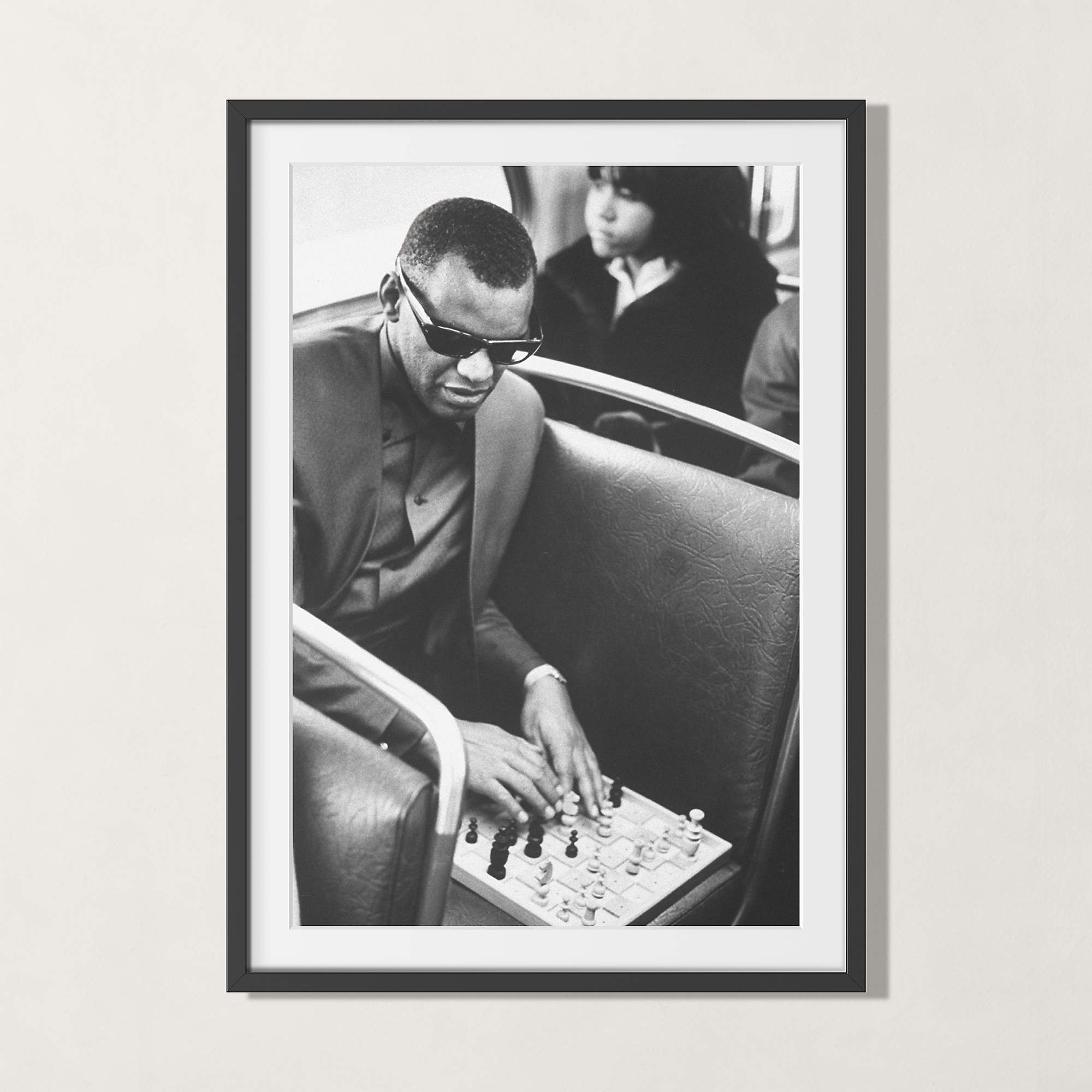 'Ray Charles Playing Chess' Modern Photographic Print in Black Frame 38 ...