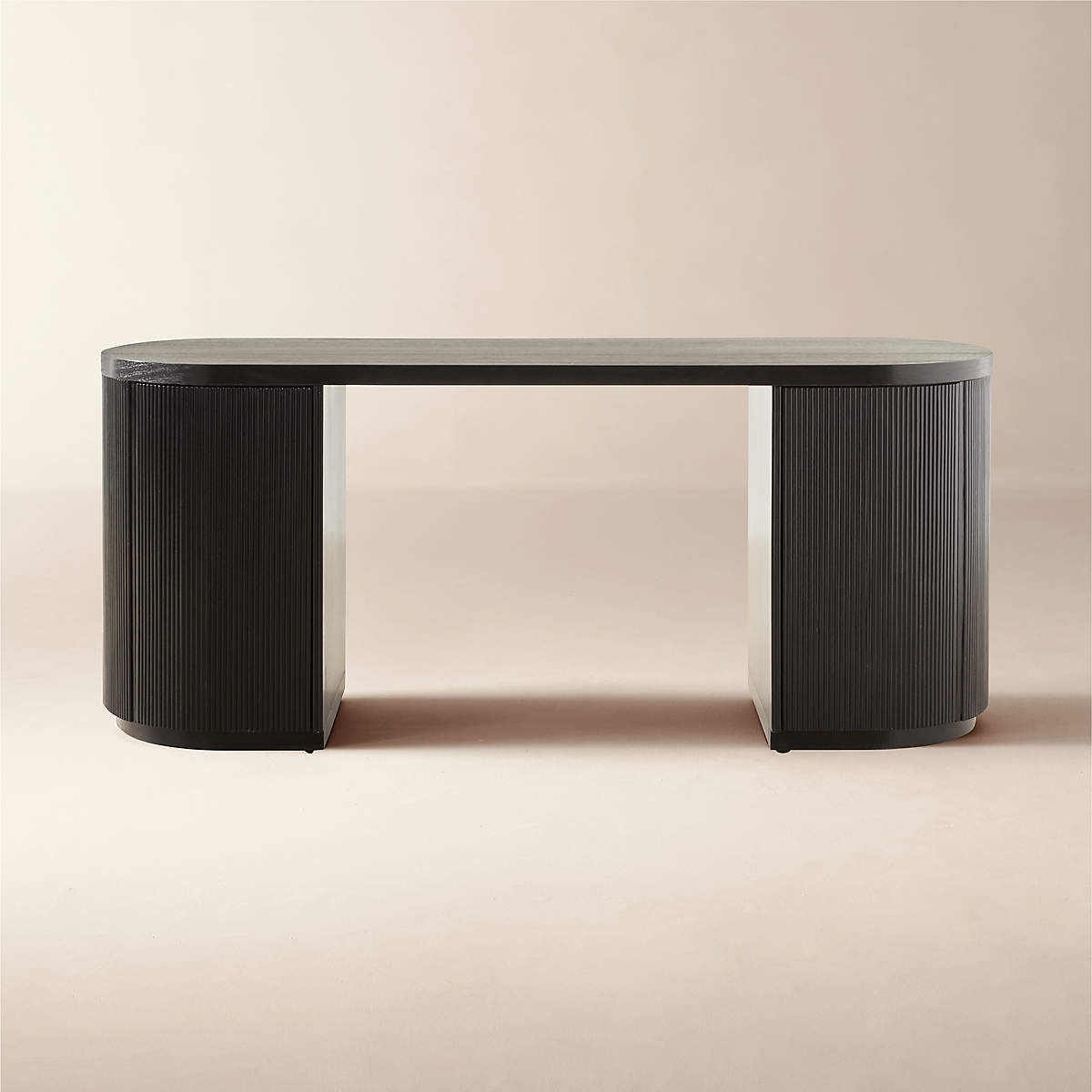 Reid Oval Black Ebonized Desk | CB2