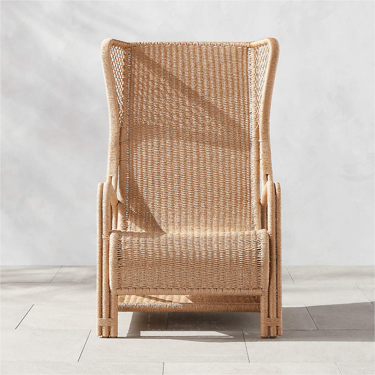 Remo Modern Rattan Wingback Outdoor Lounge Chair + Reviews | CB2
