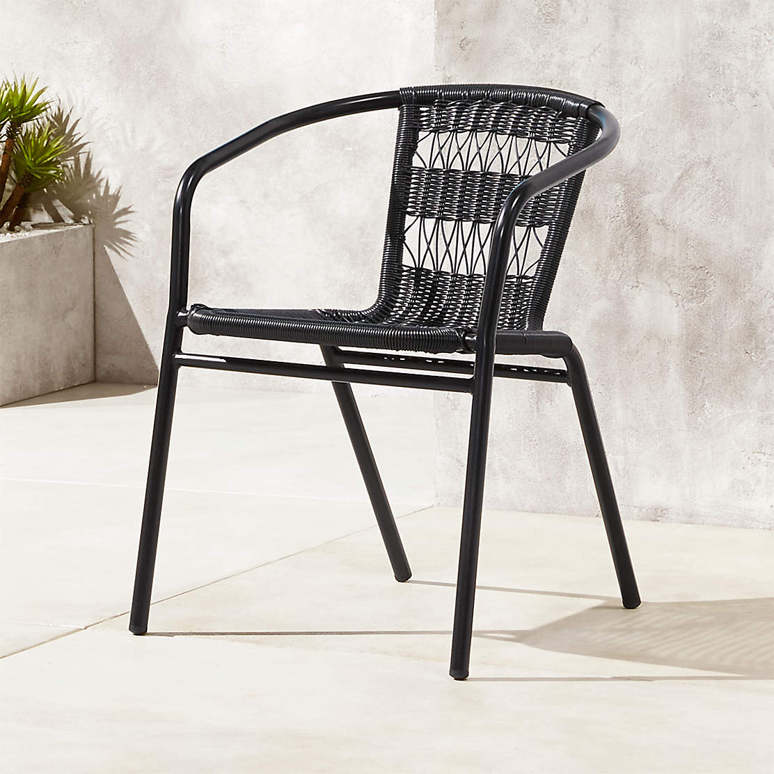 Rex Black Open Weave Outdoor Armchair + Reviews | CB2 Canada