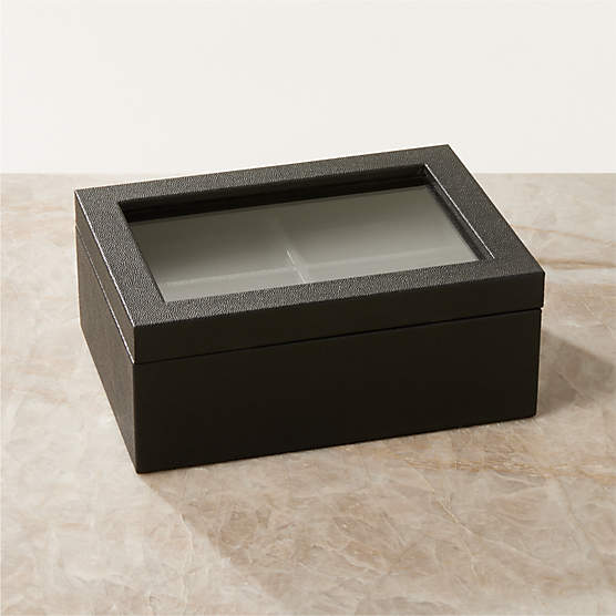 Bria Black Shagreen Jewelry Box Organizer | CB2
