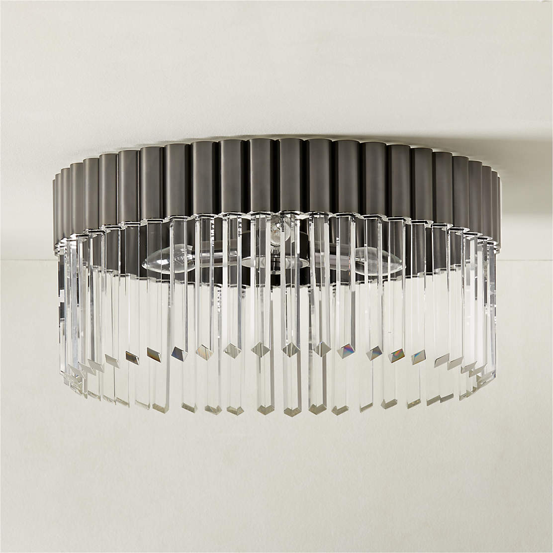 Risette Modern Polished Brass and Crystal Flush Mount Light | CB2 Canada