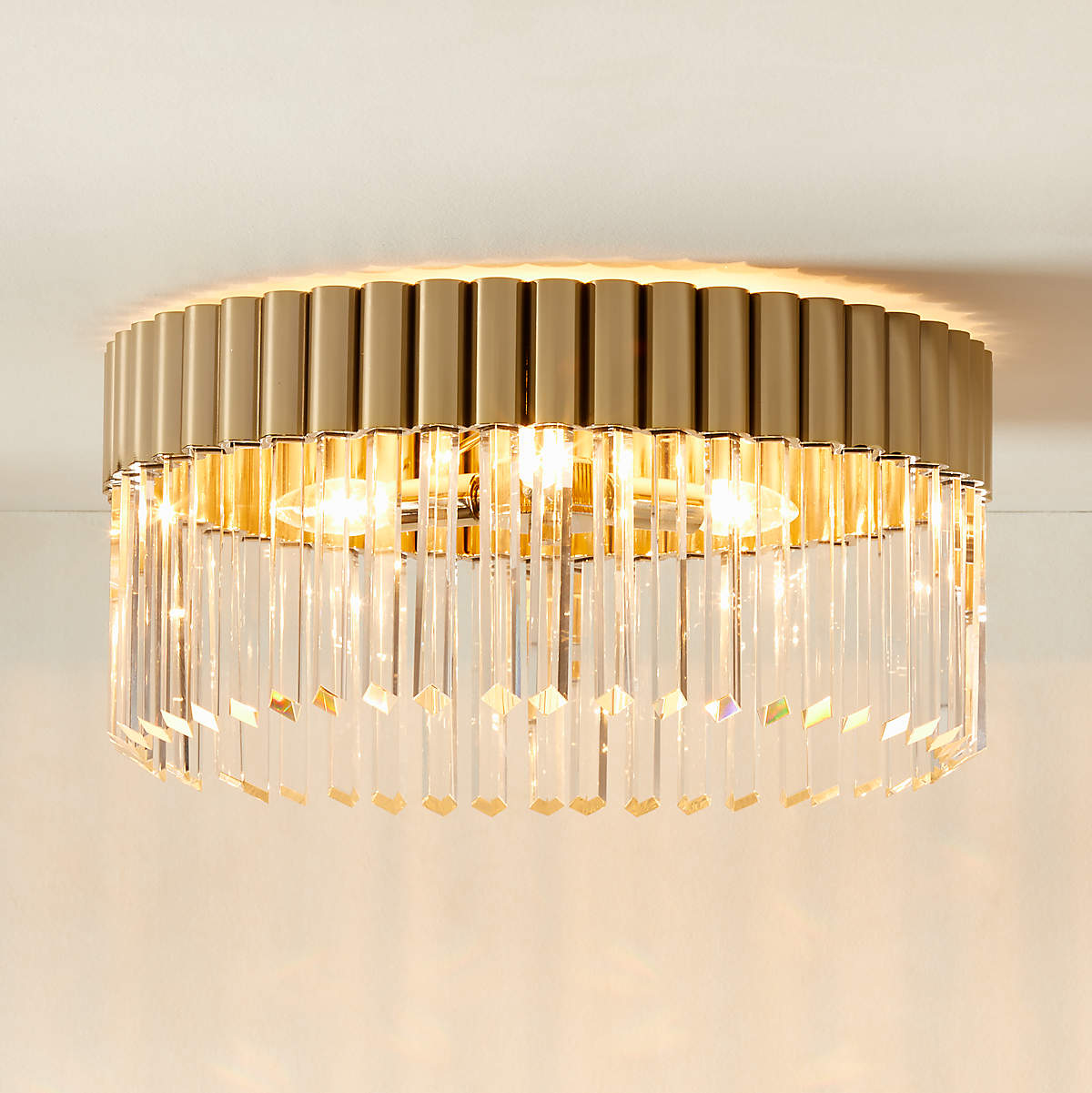 Risette Modern Polished Brass and Crystal Flush Mount Light + Reviews ...
