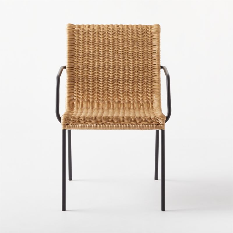 Rizo Faux Rattan Outdoor Dining Armchair Chair + Reviews | CB2 Canada