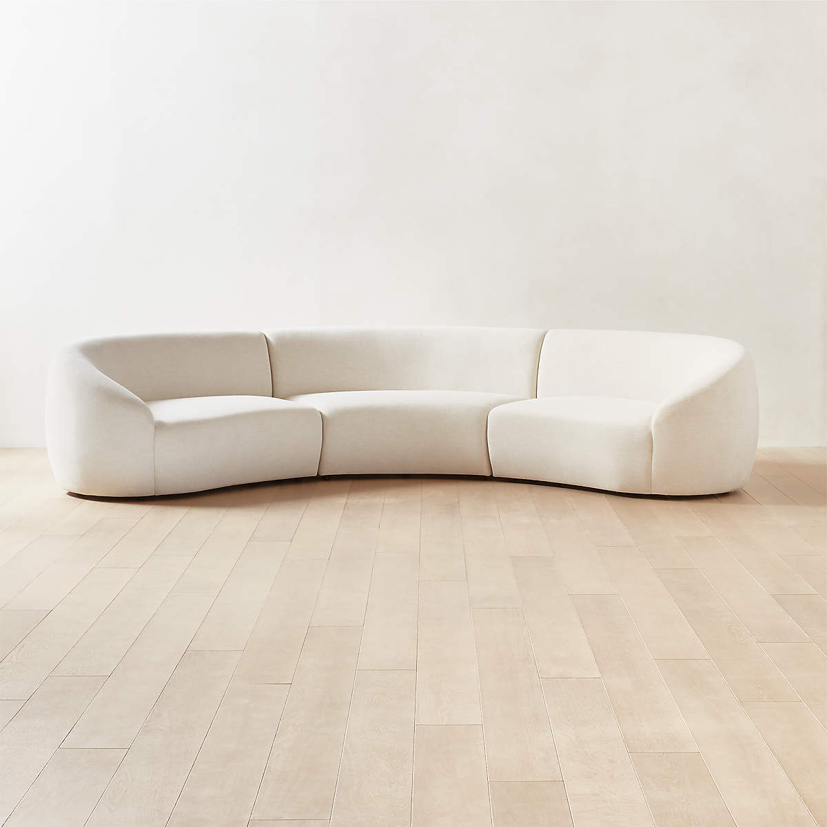 Roma Modern Curved 3-Piece White Performance Fabric Sectional Sofa ...