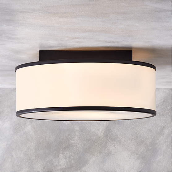Boum Modern Raw Silk Drum Flush Mount Light 19.75" + Reviews | CB2 Canada