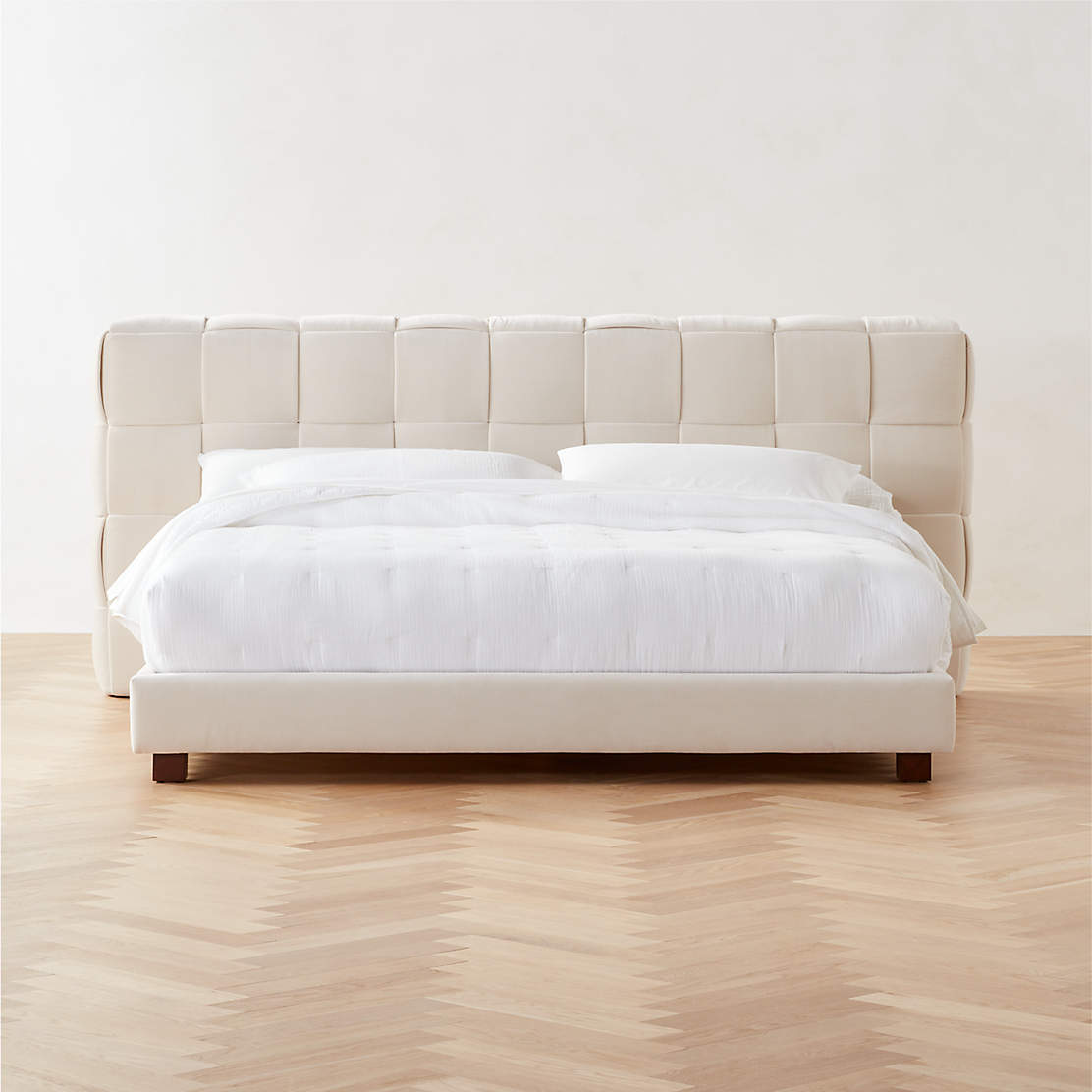 Rorke Modern Ivory White Upholstered Queen Bed | CB2