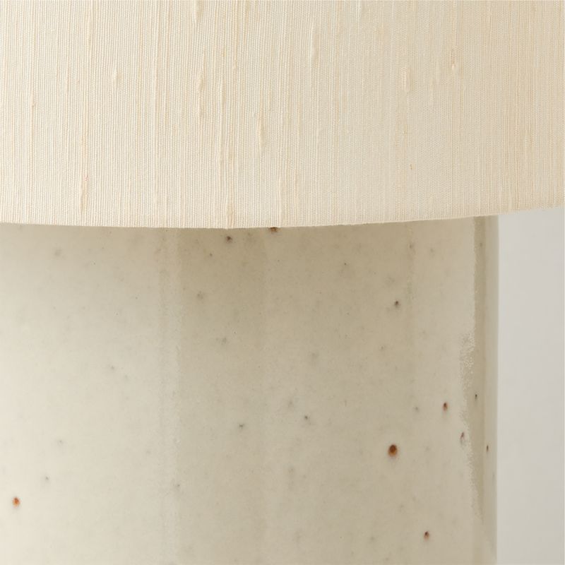 Rosalind Small White Ceramic Reactive Glaze Table Lamp with Silk Shade + Reviews | CB2