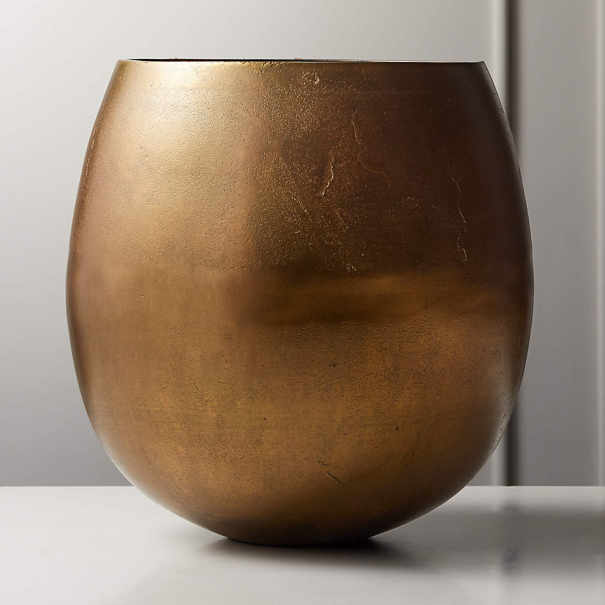 Rough Modern Brass Metal Indoor Planter Small + Reviews | CB2