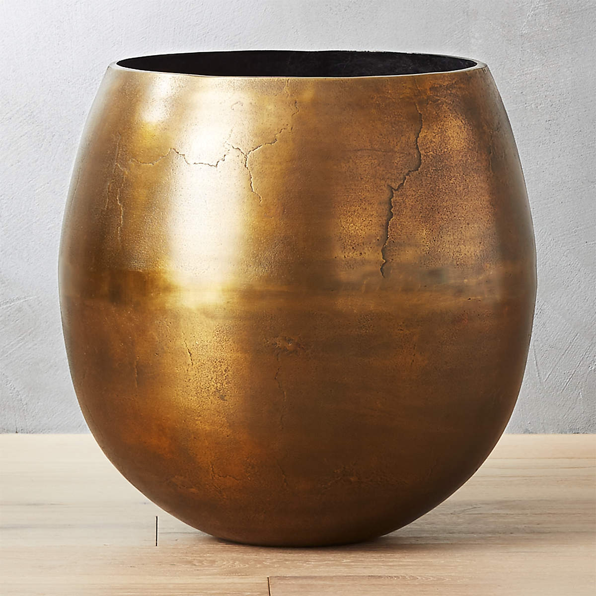 Rough Modern Brass Metal Indoor Planter Large + Reviews | CB2