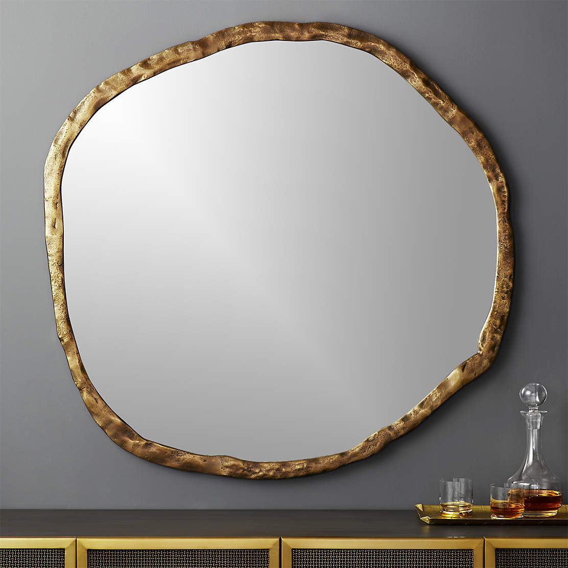 Suva White Rough Cast Round Wall Mirror 48" + Reviews | CB2