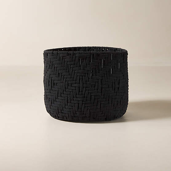 Kalum Woven Black Storage Basket Small + Reviews | CB2