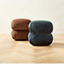 Ruched Dark Teal Velvet Pouf + Reviews | CB2