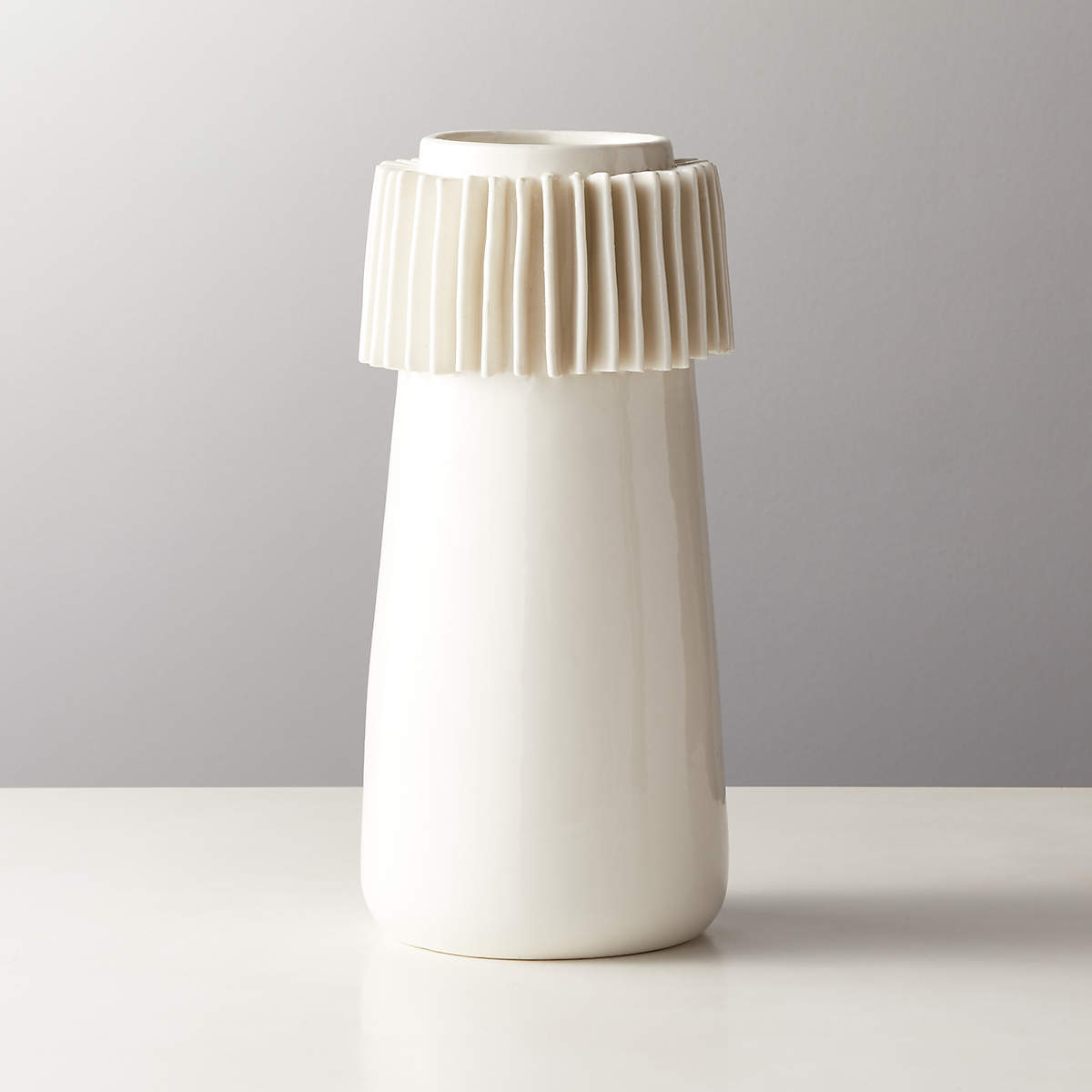 Ruff White Porcelain Vase + Reviews | CB2